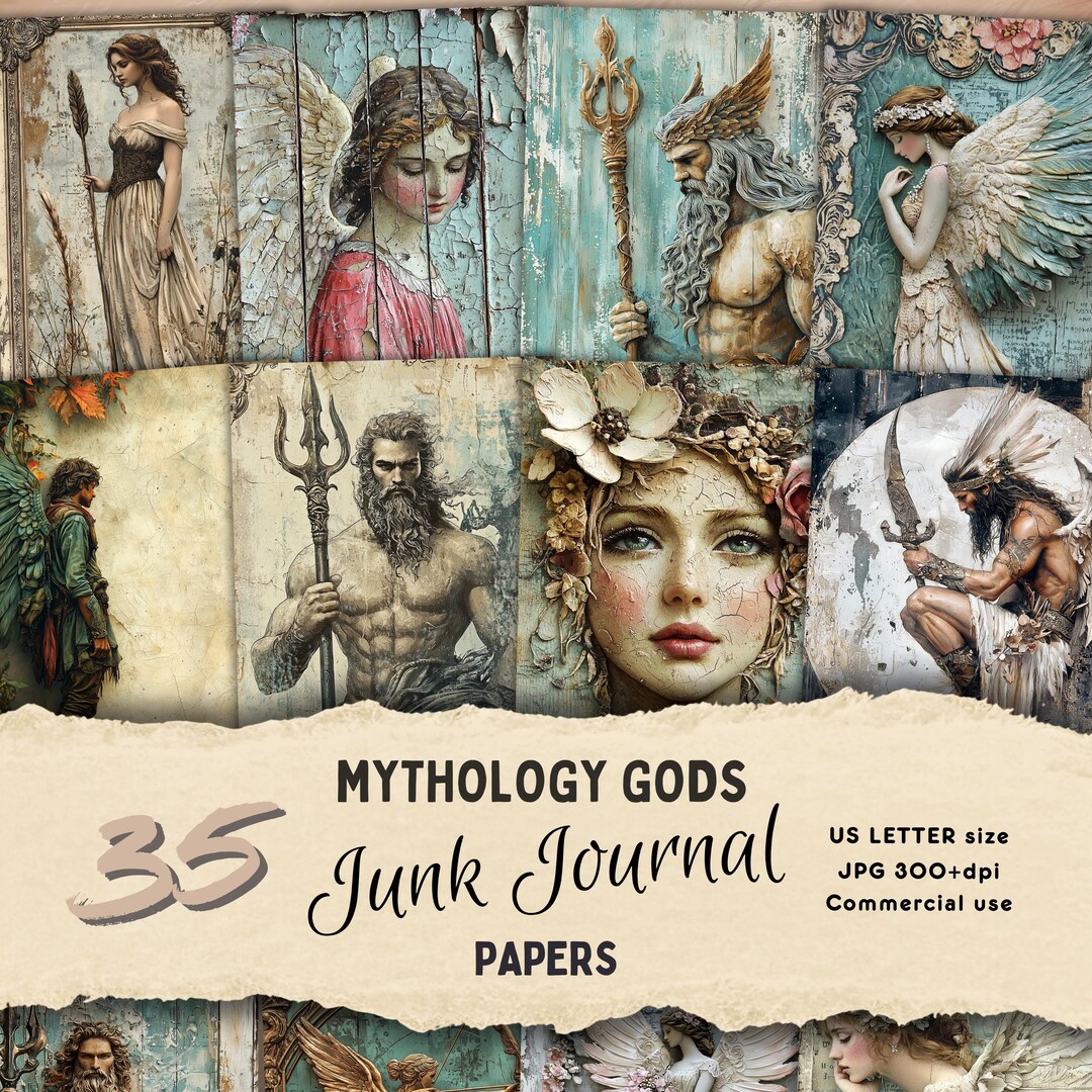 Mythology Gods Junk Journal Papers Printable Collage Sheet Mythology ...