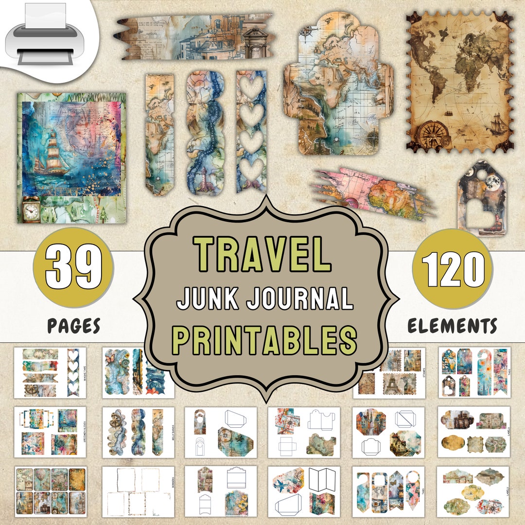Junk Journal Printables Travel Journal DIY Kit Travel Junk Journal ...