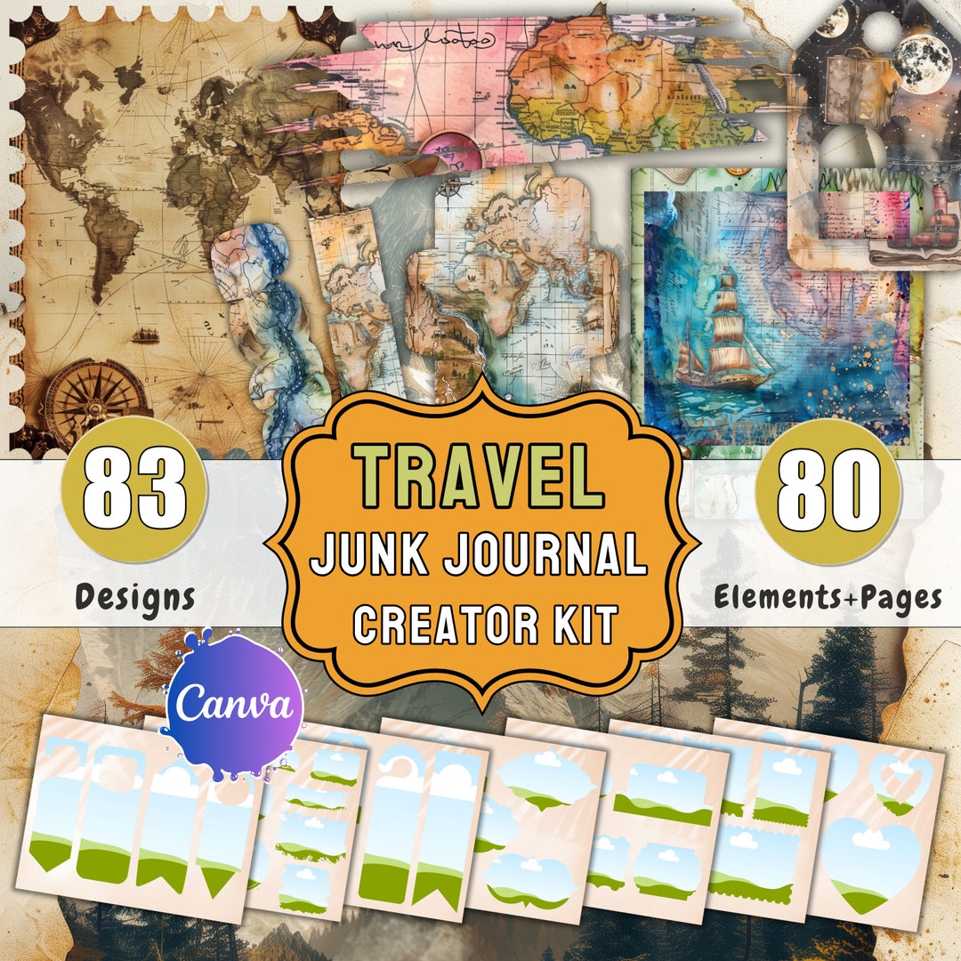 Junk Journal Kit Template Travel Journal DIY Crafting Kit Travel Junk ...