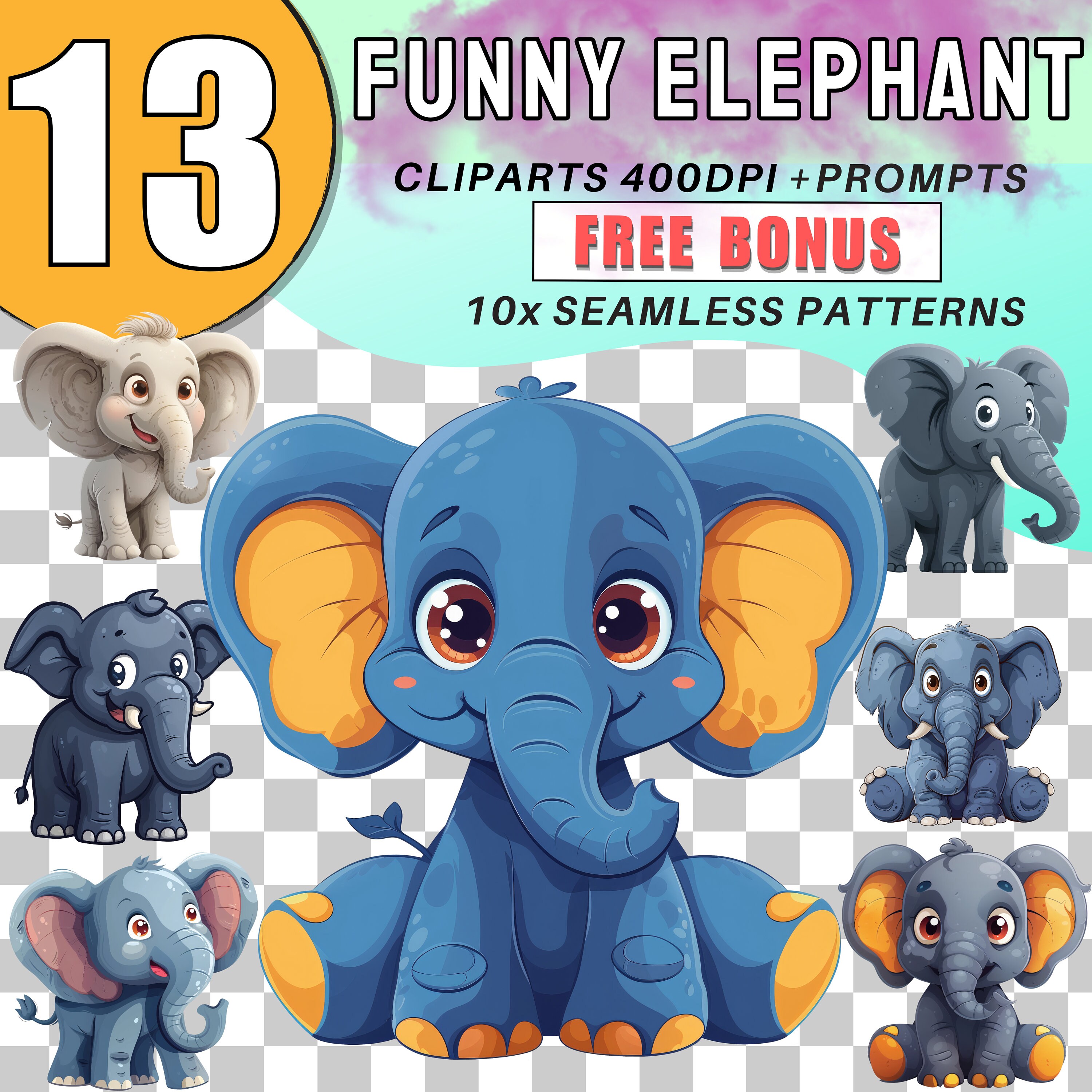 Nursery Elephant Clipart Cute Elephant Clipart PNG Baby Elephant Png ...