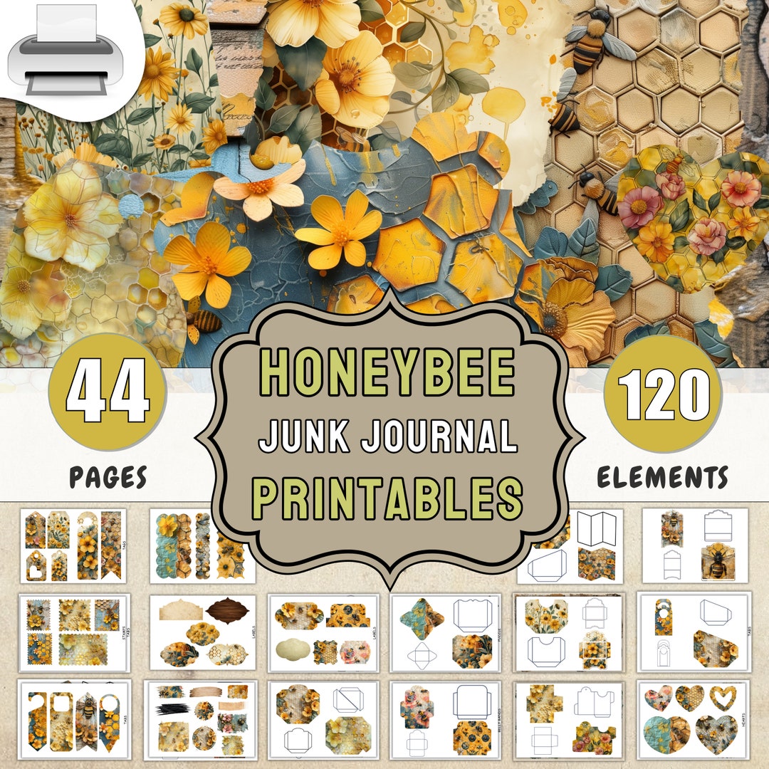 Honeycomb Junk Journal Printables Bee Journal DIY Kit Honeybee Junk ...