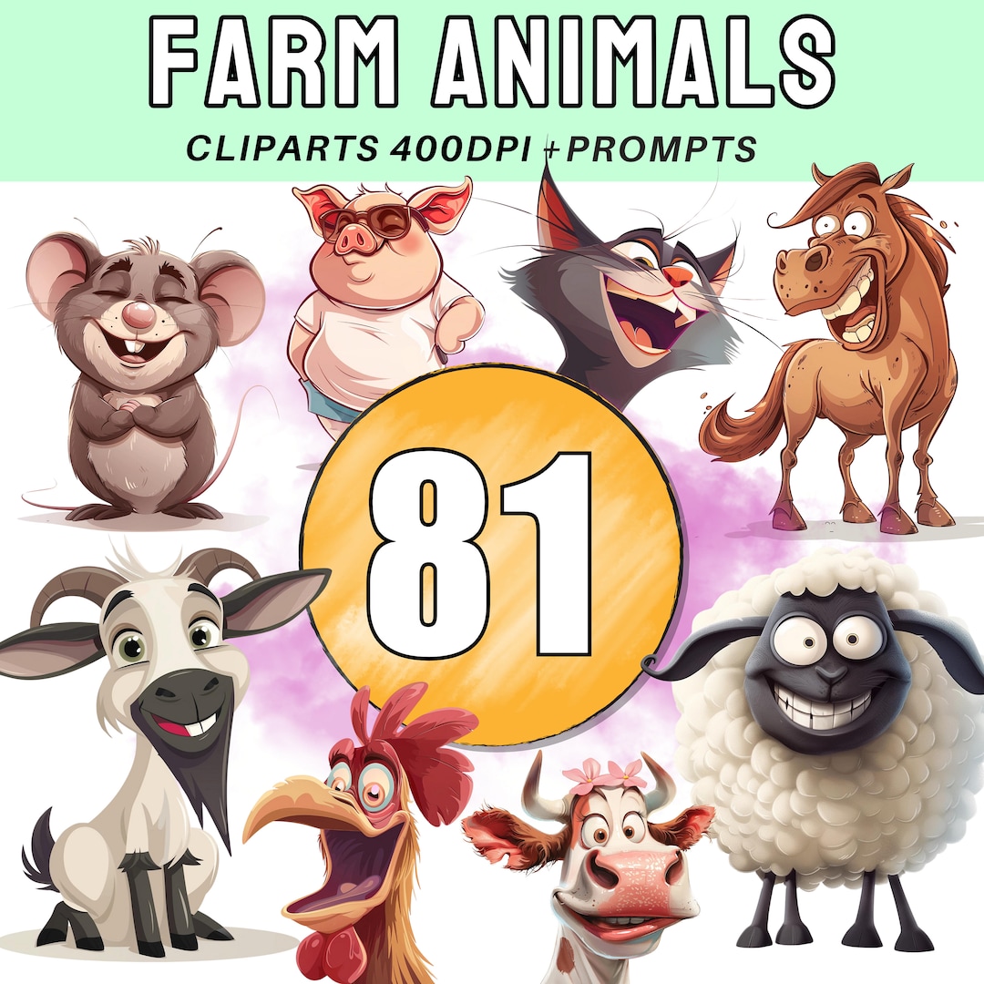 Farm Animal Clipart PNG Farm Animal Png Cartoon Animal Graphics ...