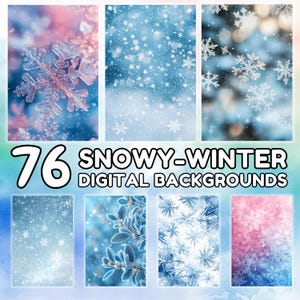 Snowflake Winter Digital Backdrop: 76 Festive Overlays (JPG, PDF) - Etsy
