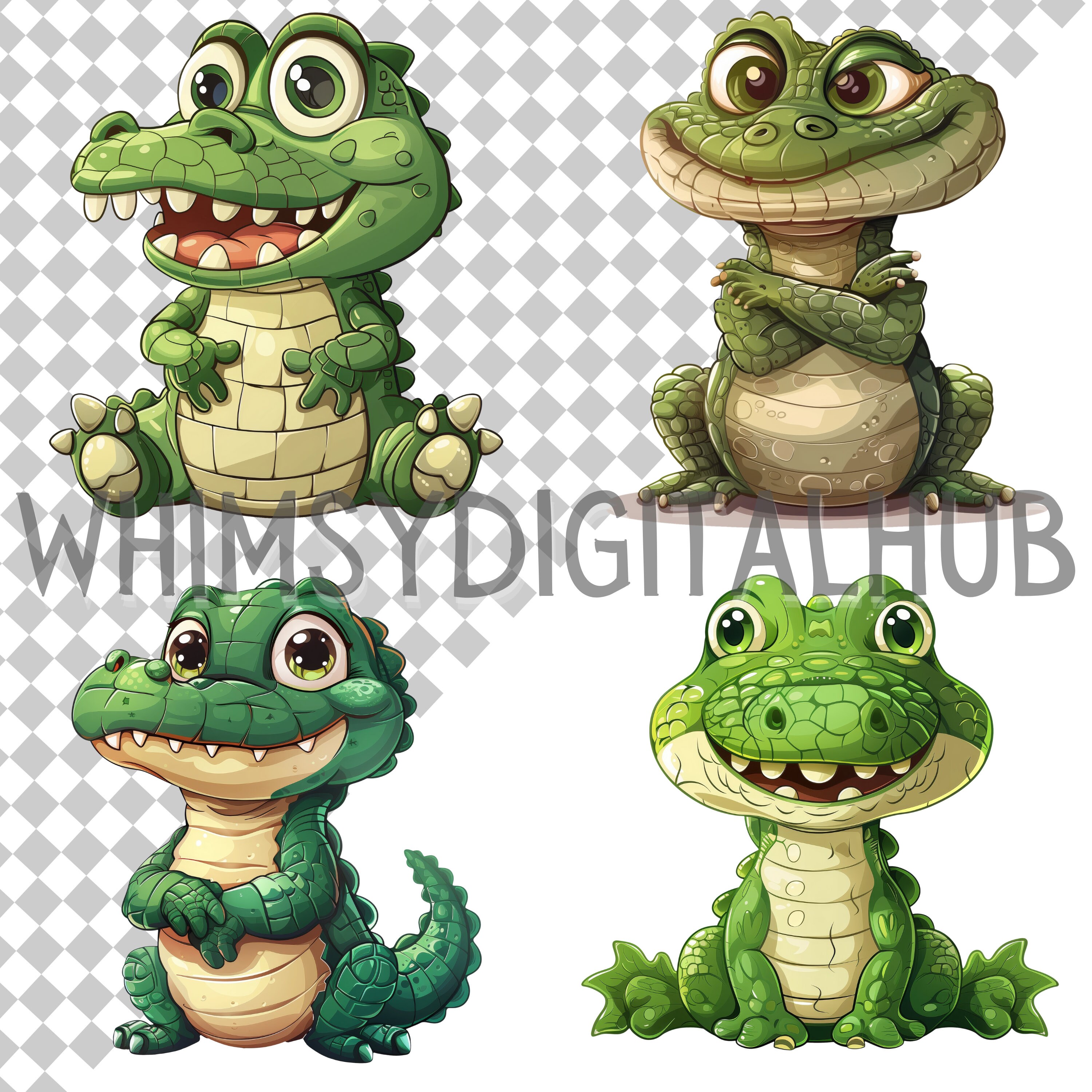 Baby Crocodile Clipart PNG Watercolor Crocodile Png Bundle Cute ...