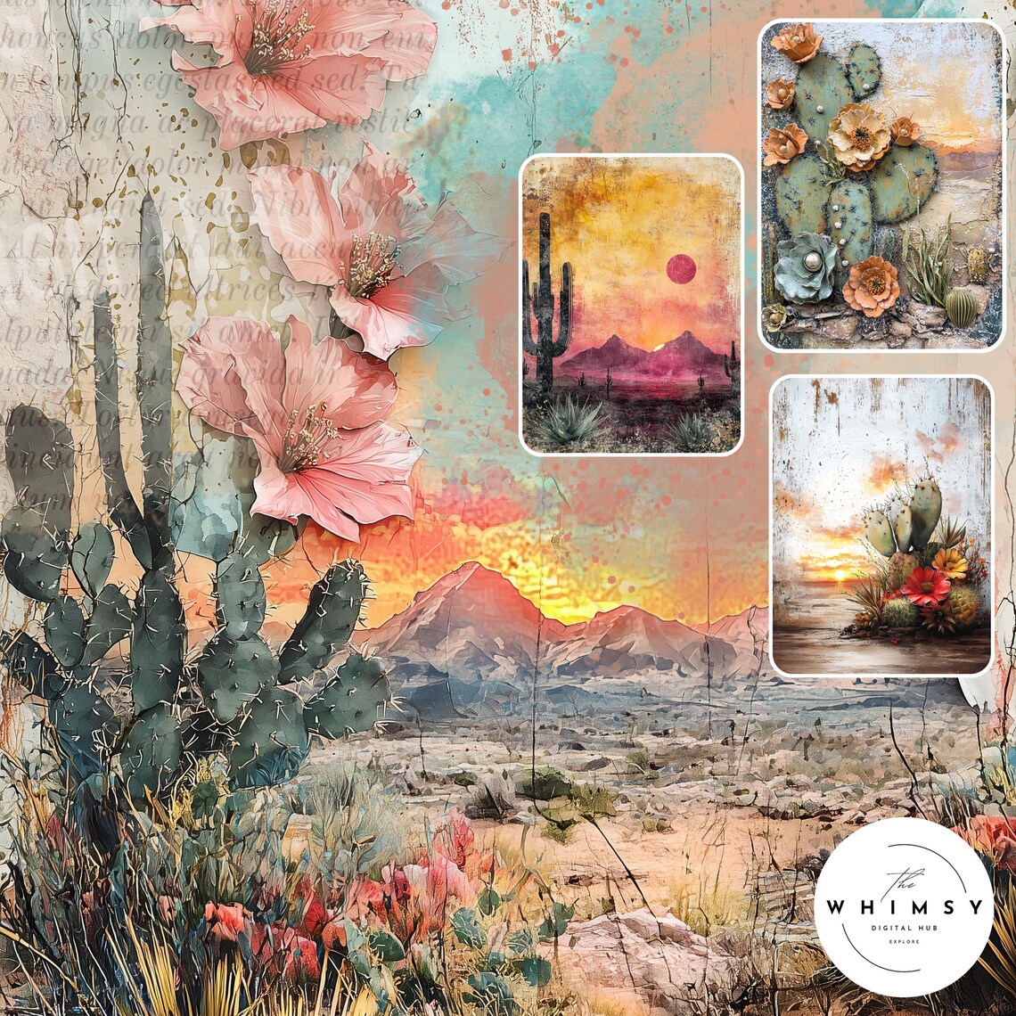 Desert Oasis Junk Journal Papers: Shabby Chic Scrapbook (digital ...