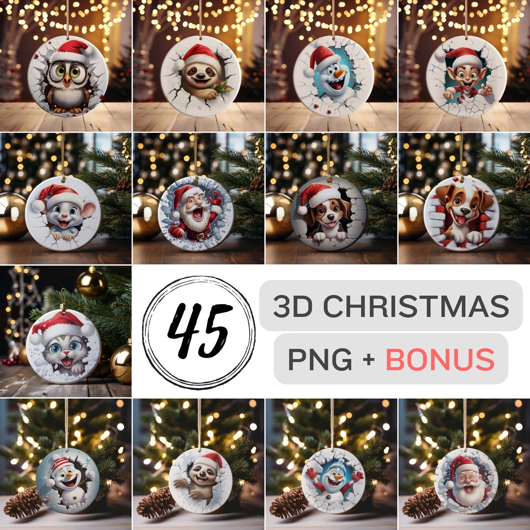 3D Ornament Sublimation PNG, Christmas 3D Sublime PNG, 3D Christmas ...