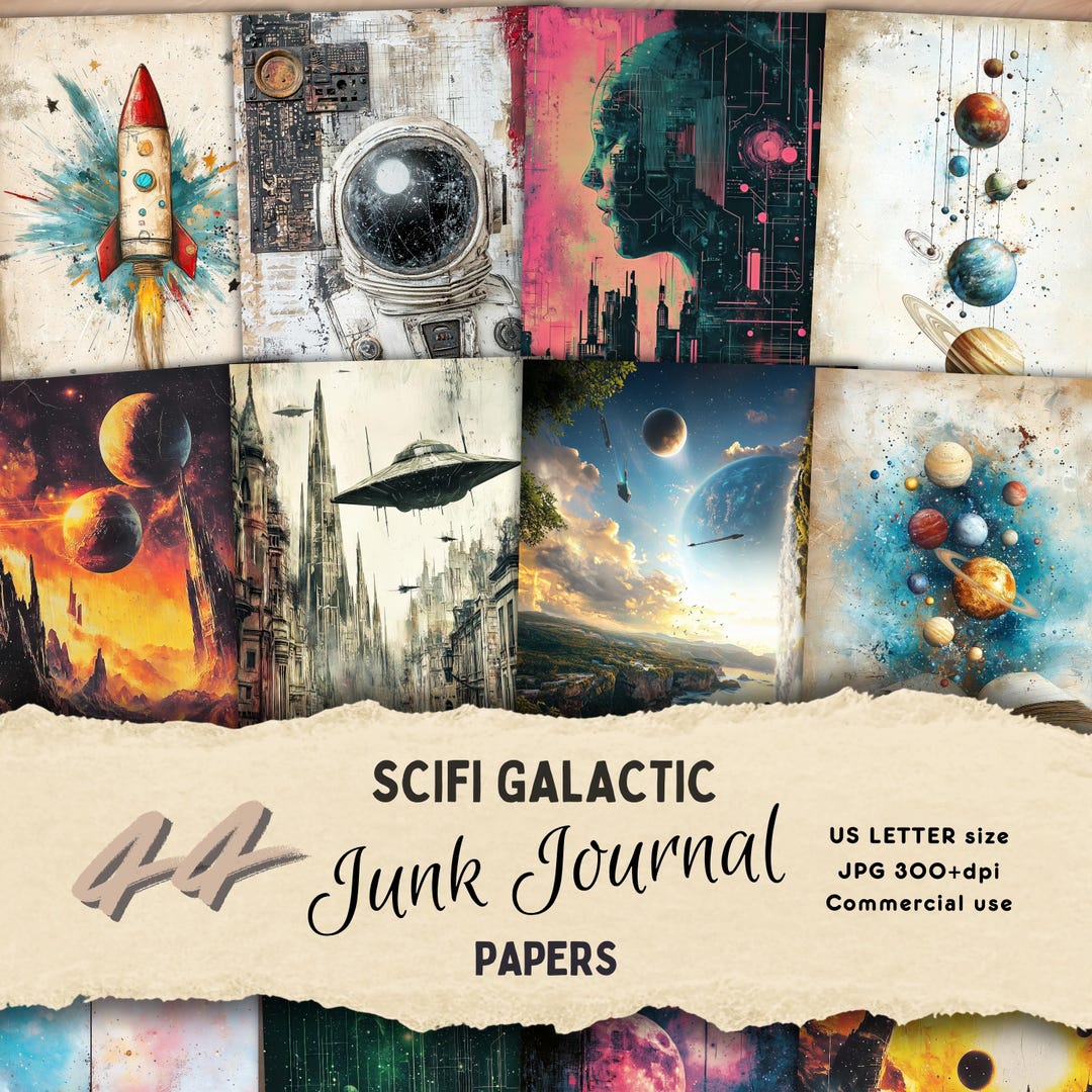 Sci-fi Galactic Junk Journal Kit: Space Scrapbook Paper (digital ...