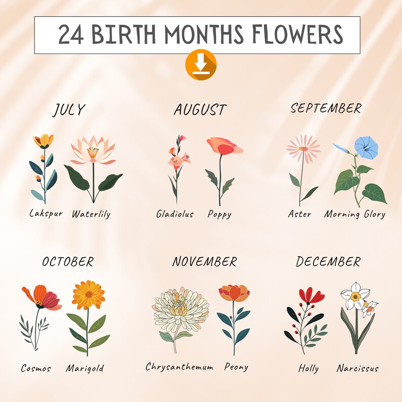 Custom Birth Flower Svg Bundle Color Birth Flower Png Bundle Canva ...