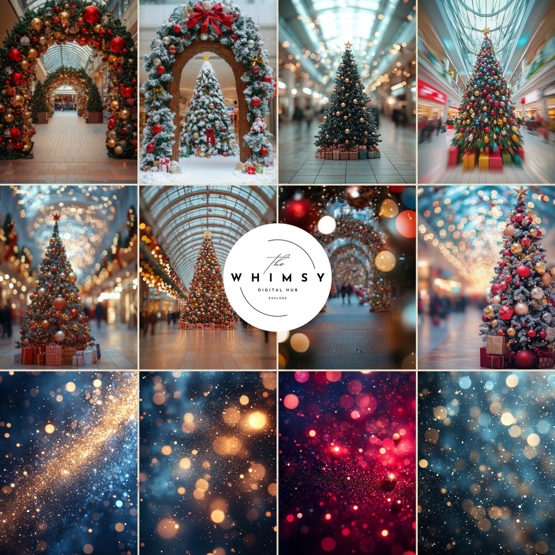 146 Christmas Digital Backdrops: Festive Holiday Photo Overlays (JPG ...