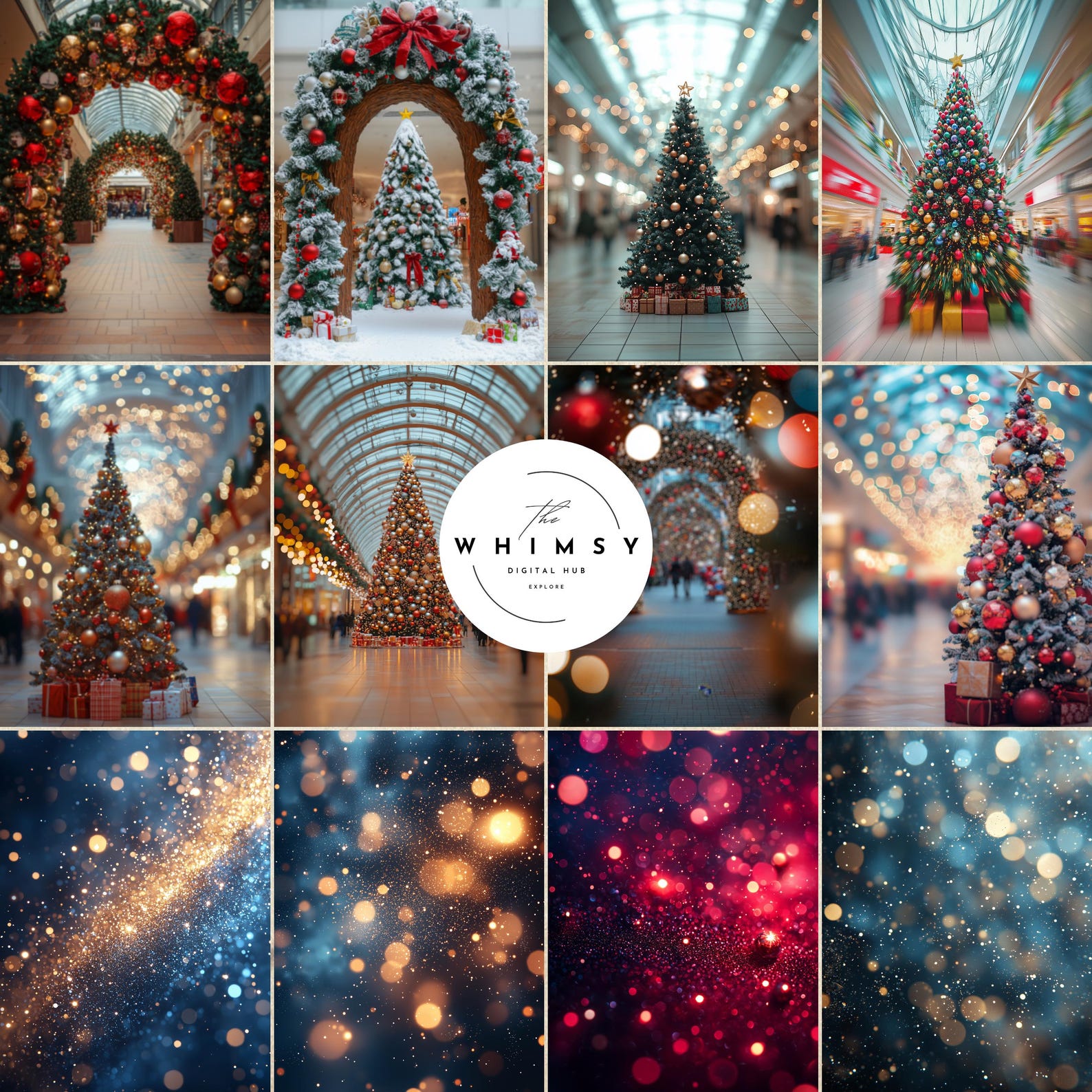 146 Christmas Digital Backdrops: Festive Holiday Photo Overlays (JPG ...