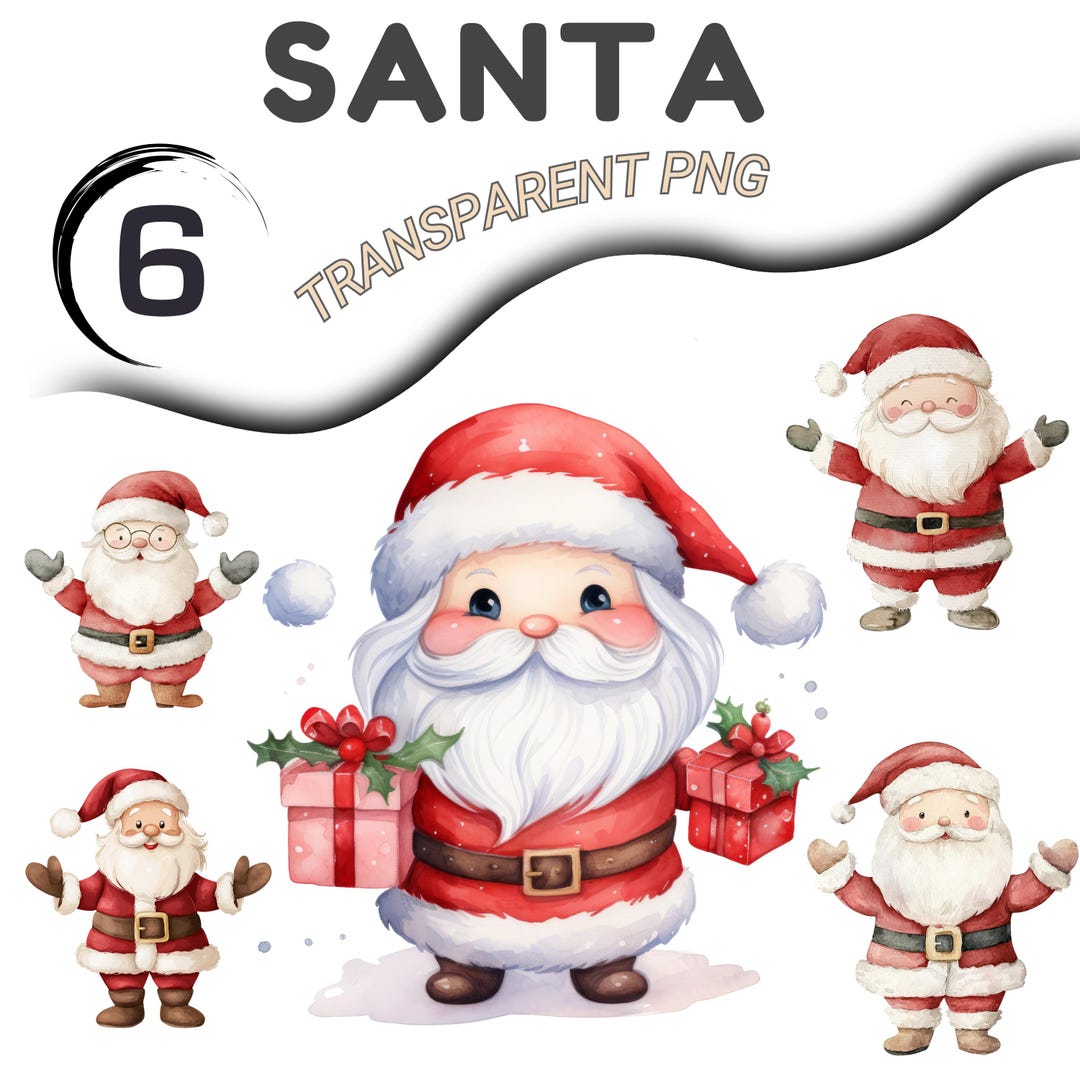Watercolor Santa Clipart Santa Graphic PNG Santa Junk Journal ...