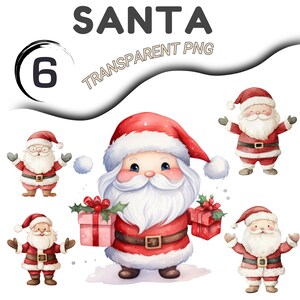 Watercolor Santa Clipart Santa Graphic PNG Santa Junk Journal ...