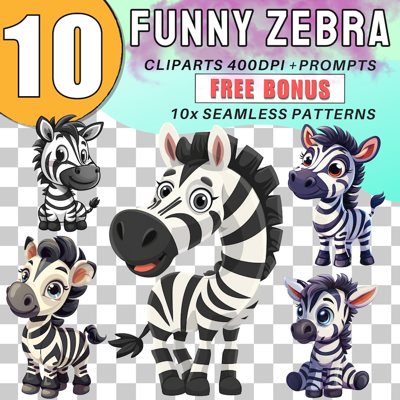 Watercolor Baby Zebra Clipart Bundle: Safari Animal PNG Graphics ...
