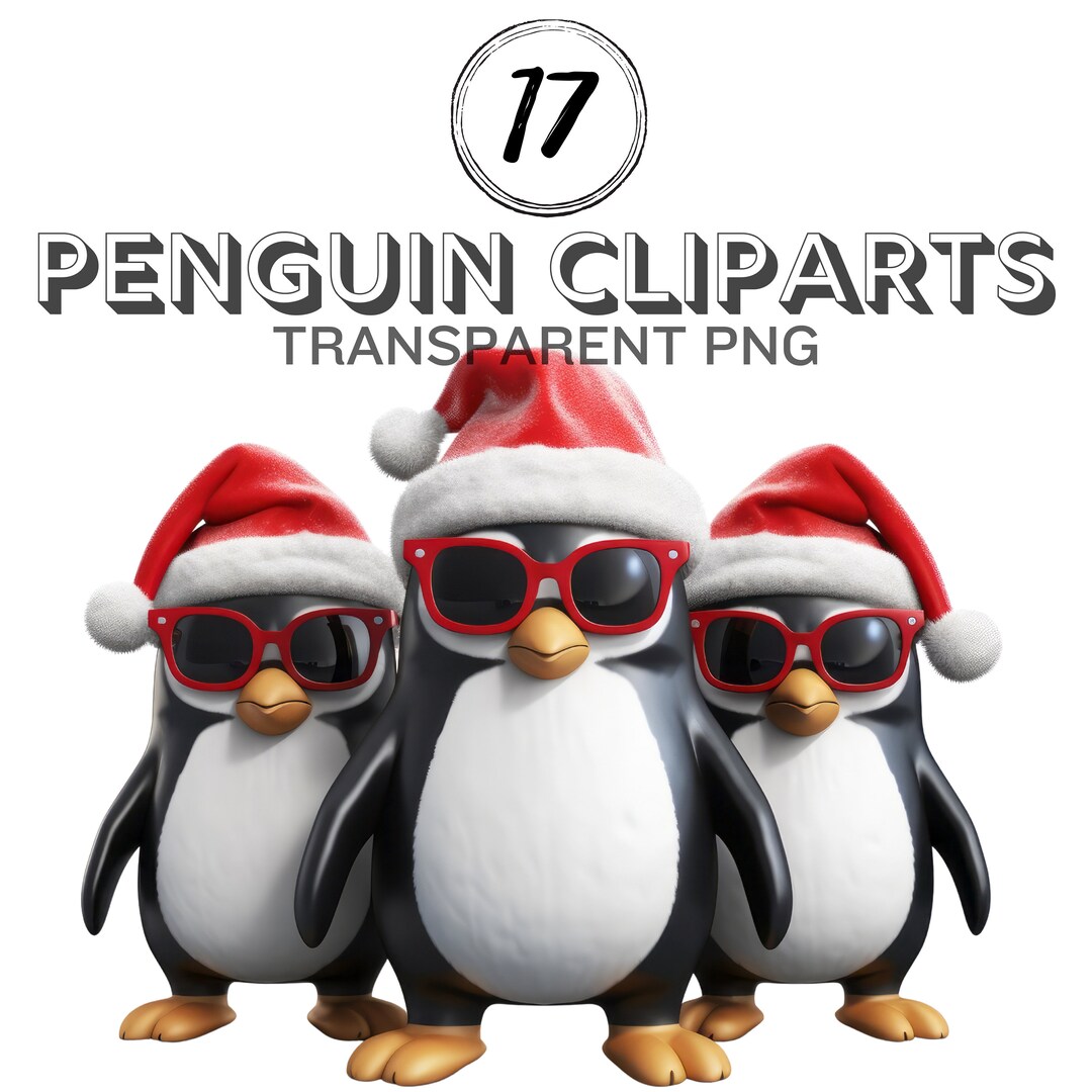 Christmas Penguin Clipart: 3D Holiday PNG Bundle (digital Download) - Etsy