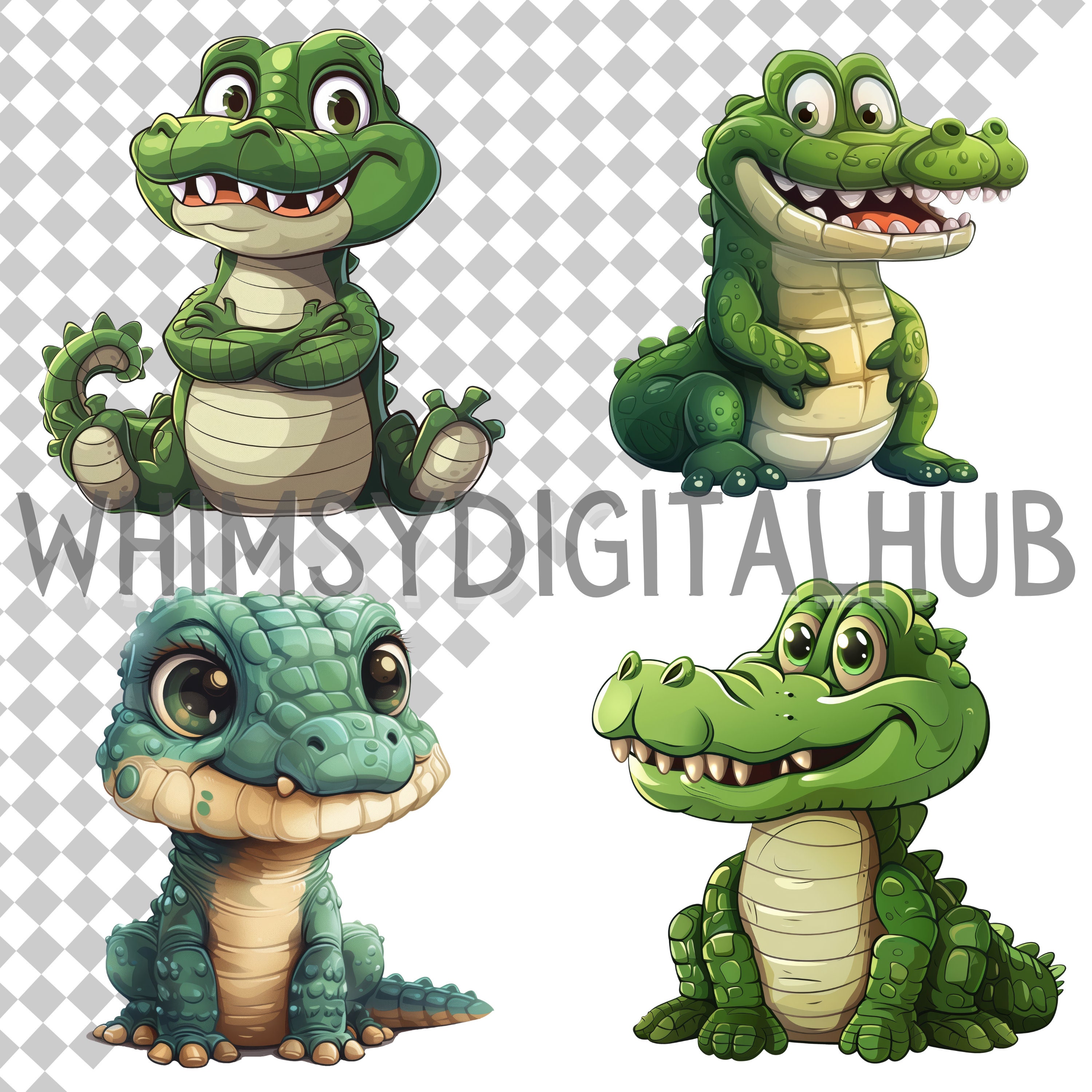 Baby Crocodile Clipart PNG Watercolor Crocodile Png Bundle Cute ...