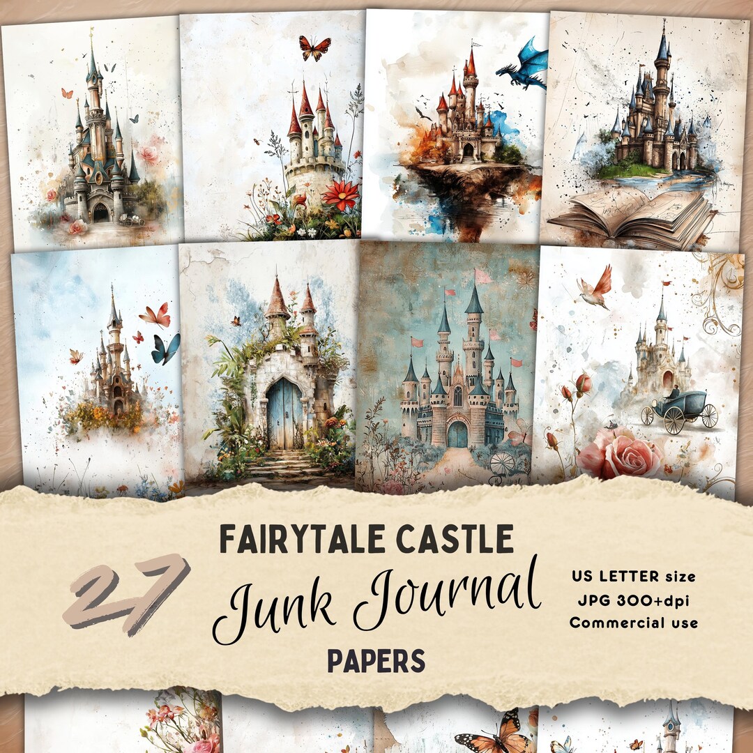 Fairytale Castle Junk Journal Papers: Shabby Chic Collage (digital ...