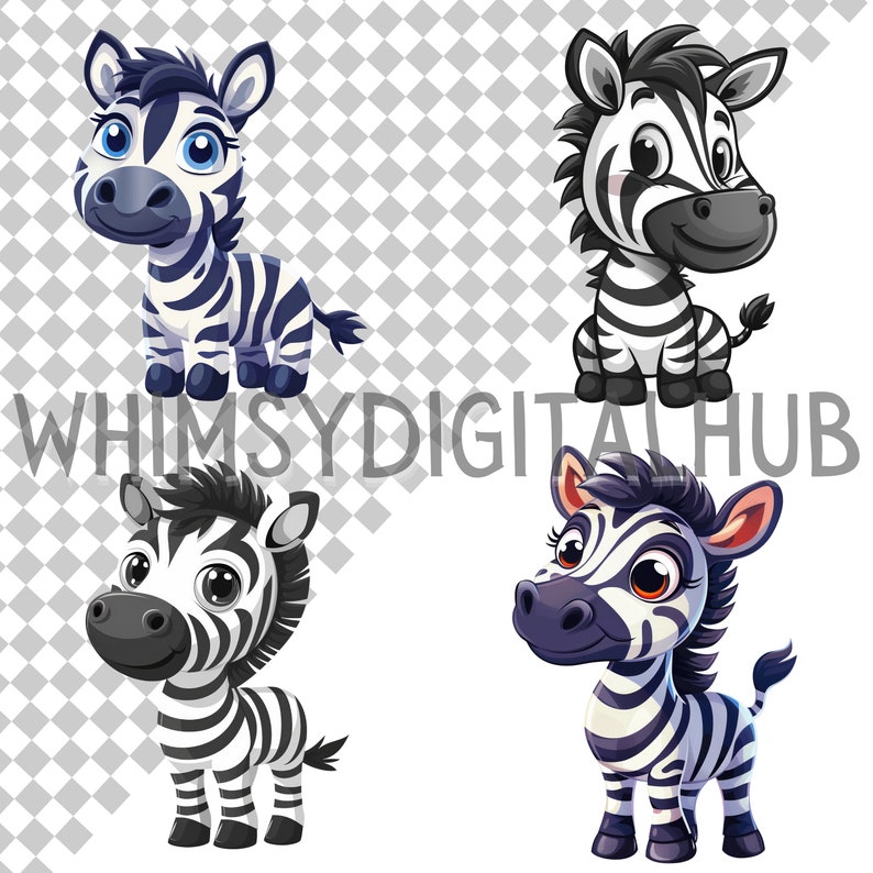 Watercolor Baby Zebra Clipart Bundle: Safari Animal PNG Graphics ...