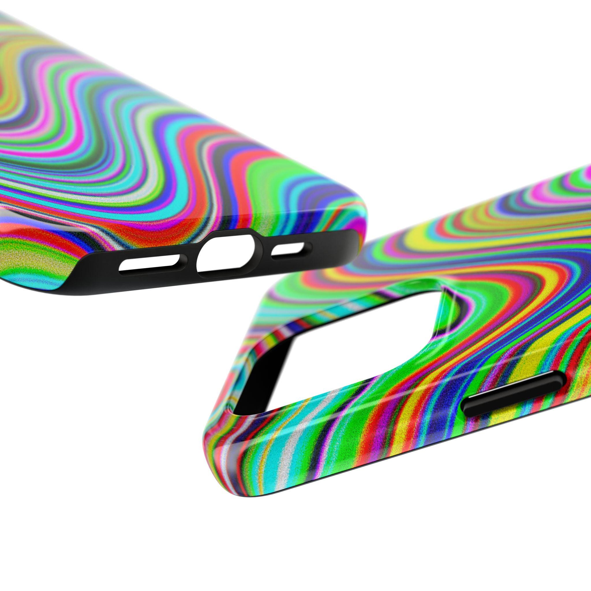 Rainbow Wavy Lines | Moon Sand Texture | Multi Color Wave | iPhone 16 ...