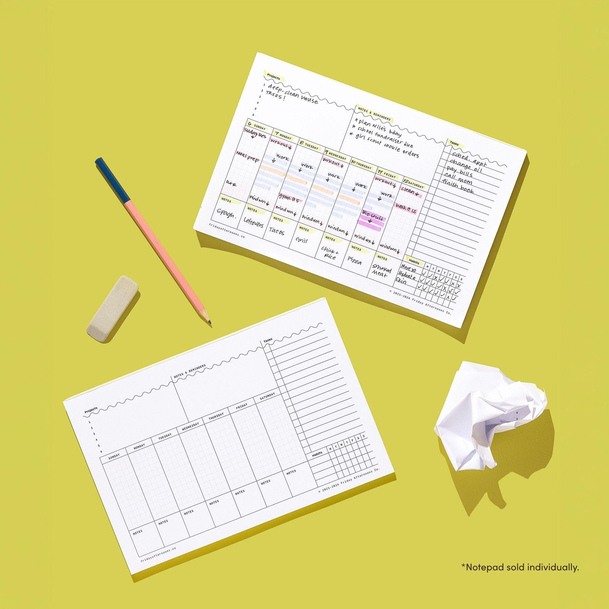 Weekly Overview Notepad – Minimalist Task Tracker Pad (6.5x10) - Etsy