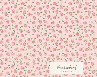 Clover Farm White Pink Floral Clover by Riley Blake Small Floral Easter ...