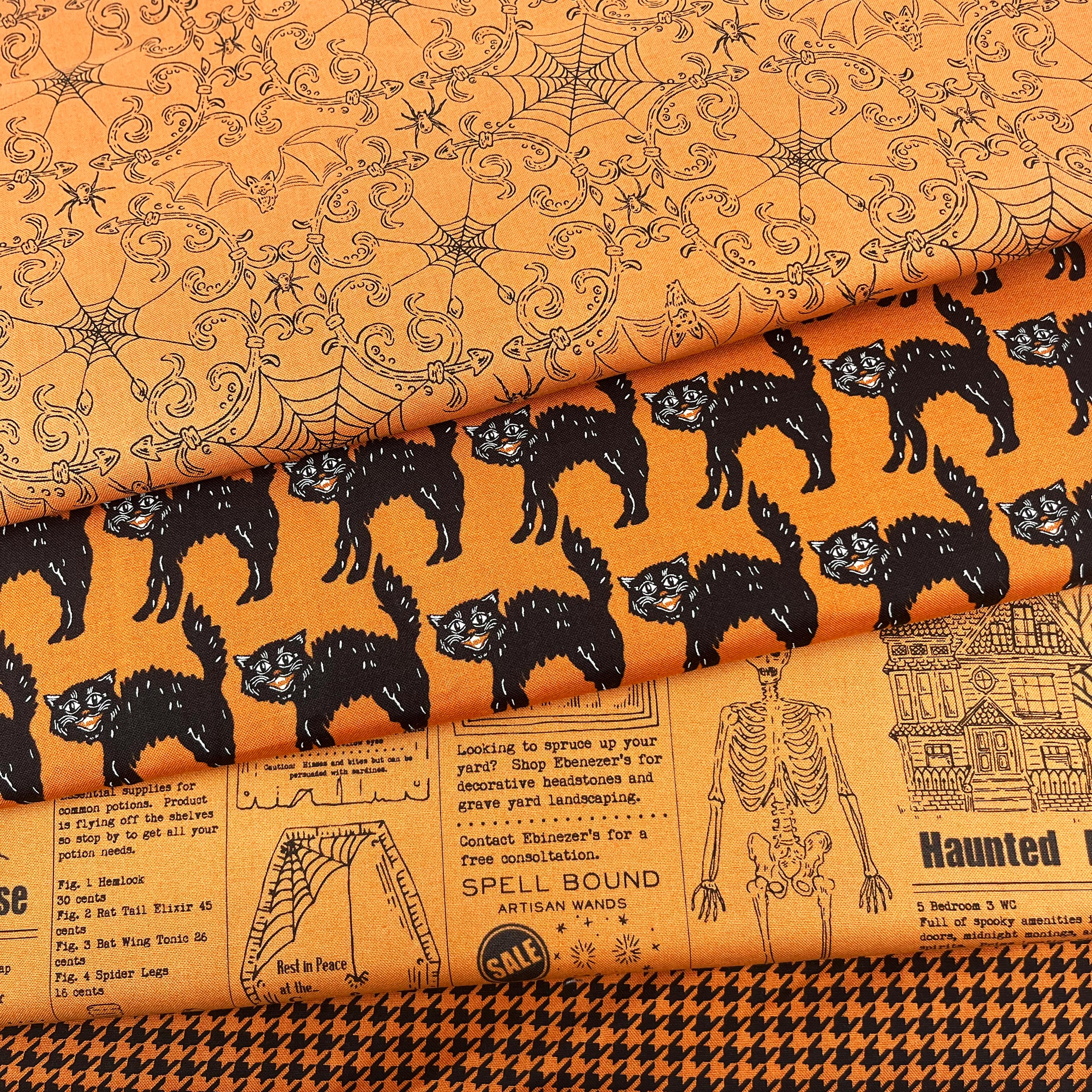 Home Sweet Haunt Spider Webs Pumpkin Orange White Halloween Fall Cotton ...