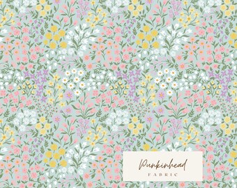 Clover Farm White Pink Floral Clover by Riley Blake Small Floral Easter ...