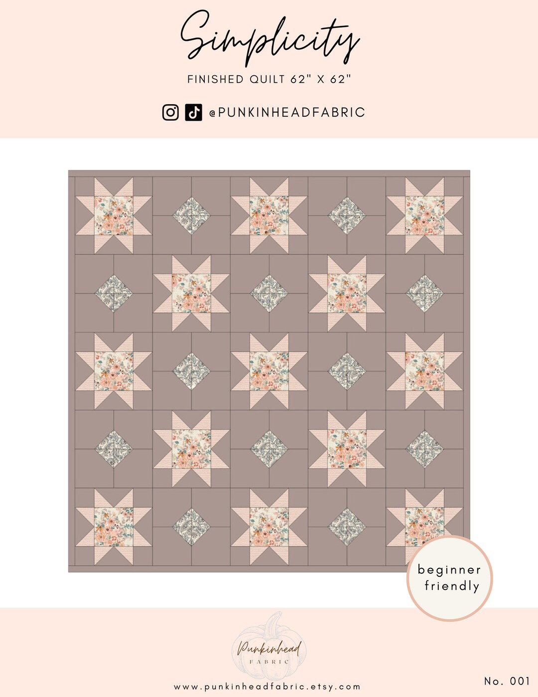 Simplicity Quilt Pattern by Punkinhead Fabric - PDF Pattern, Beginner Friendly Modern Sawtooth ...