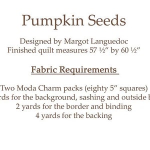 Pumpkin Seeds Quilt Pattern by the Pattern Basket - PAPER Pattern ...
