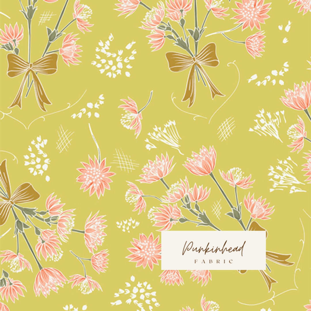 Gathered Collected Stems Bright by Art Gallery Fabrics Pink Gold Yellow ...