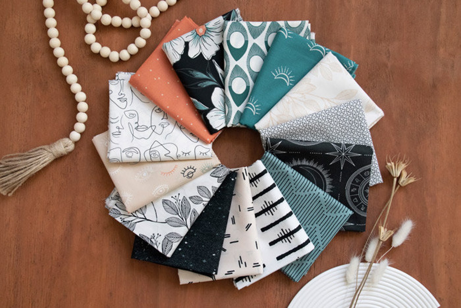 Striped Muse Laurel Daring by Art Gallery Fabrics Boho Black & White ...