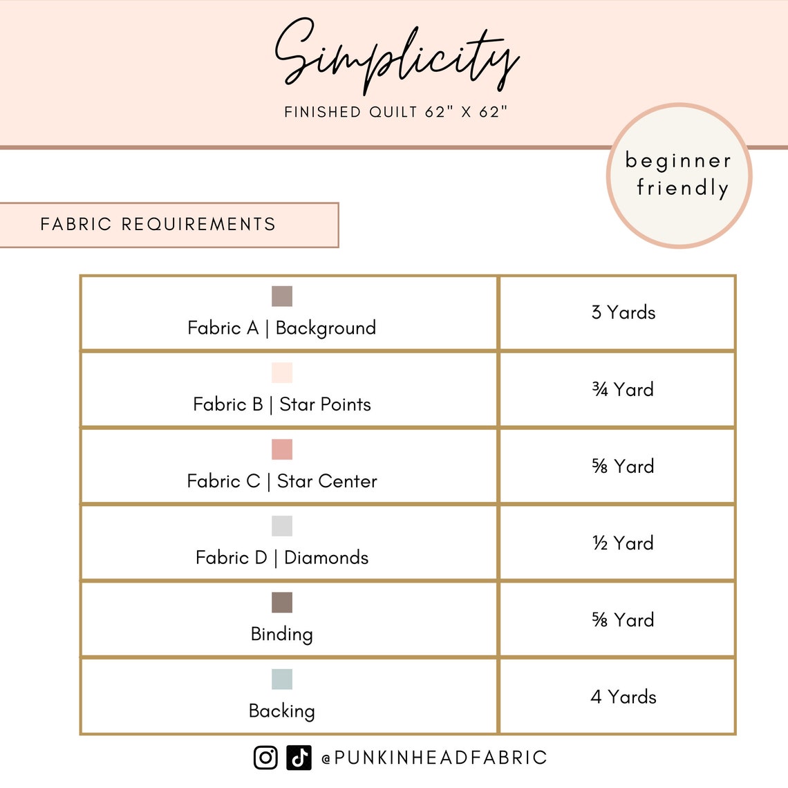 Simplicity Quilt Pattern by Punkinhead Fabric - PDF Pattern, Beginner ...