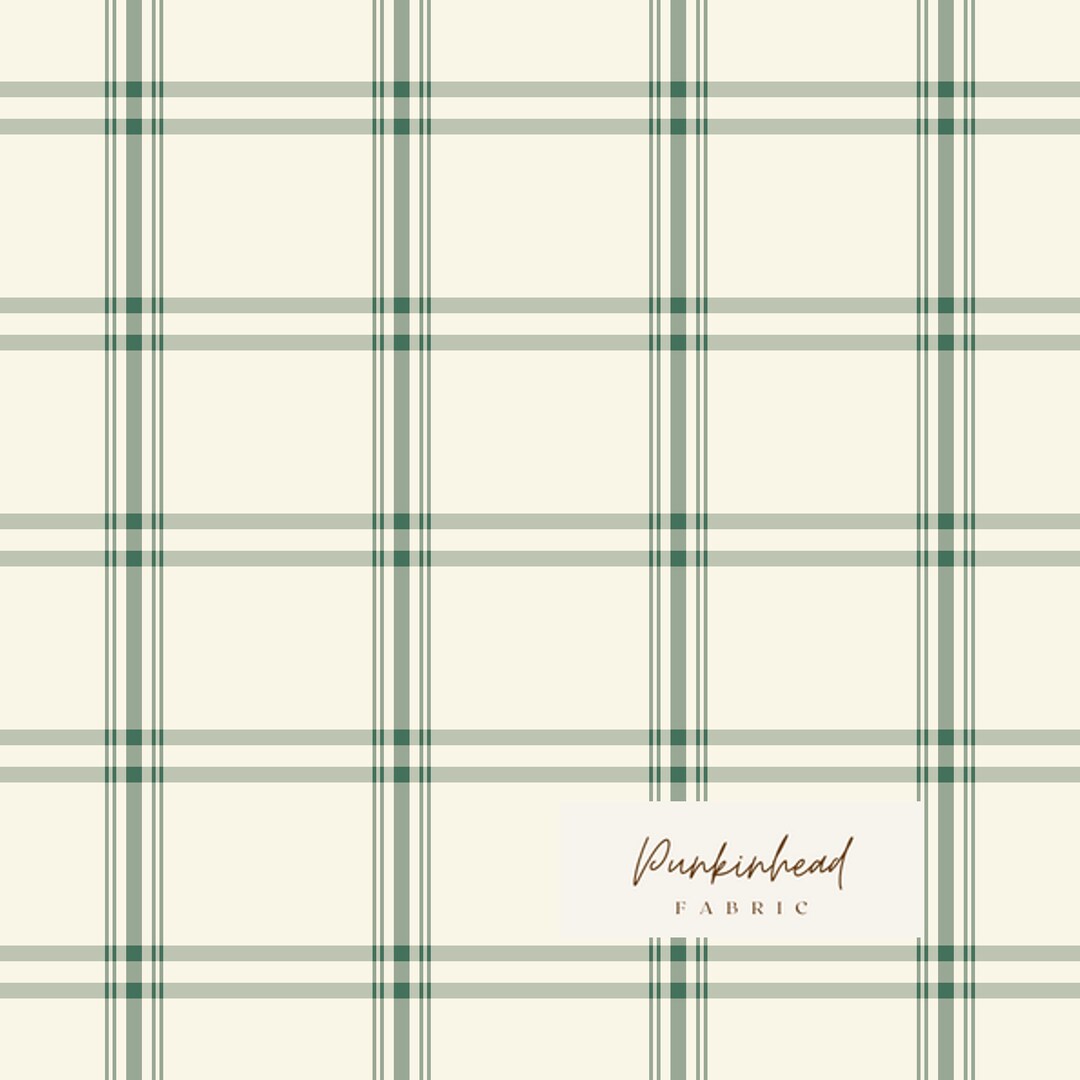Old Fashioned Christmas Plaid Cream White Green by Riley Blake Cotton ...