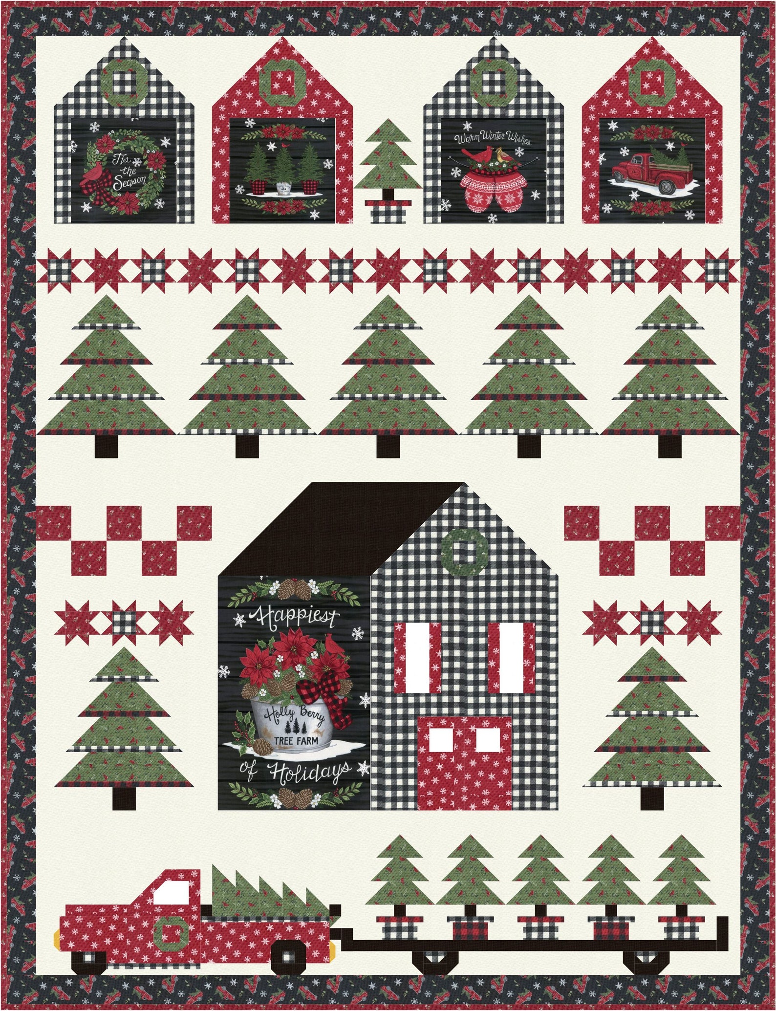 Holly Berry Tree Farm Christmas Fat Quarter Bundle by Deb Strain for ...