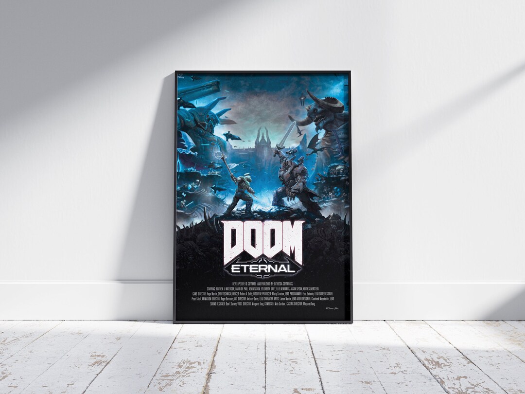 DOOM ETERNAL blue Movie Style Poster 17x24 & 12x17 Prints digital JPG ...