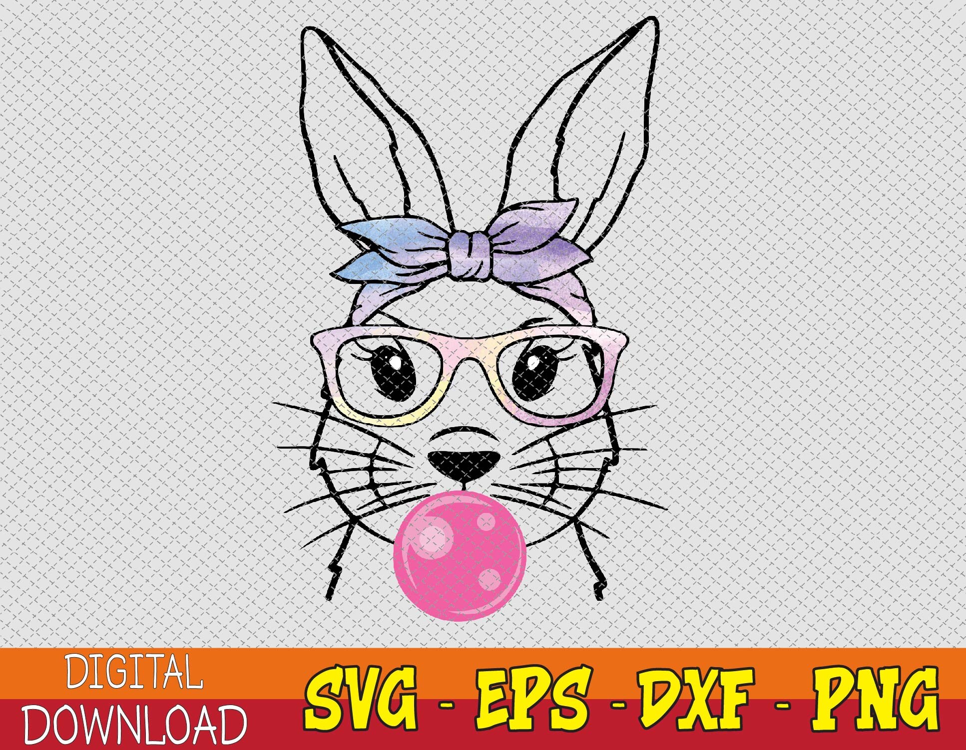 Bunny With Heart Glasses Clipart