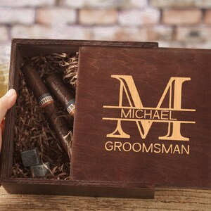 Personalized Cigar Box Custom Groomsmen Gifts Box Groomsmen Proposal Box Engraved Wooden Cigar ...