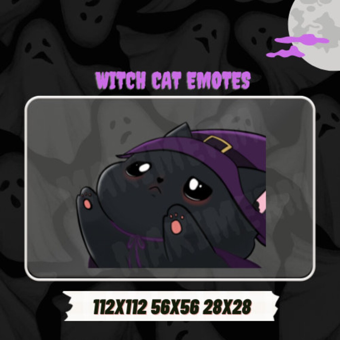 Sad Cute Cat Witch Emote Halloween Emot for Twitch Streamers Sad Cat ...