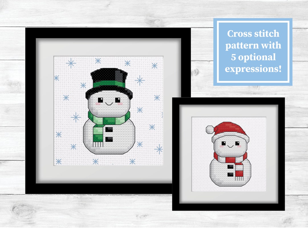 Snowmen Cross Stitch Patterns for Christmas Ornament or Holiday Cards ...