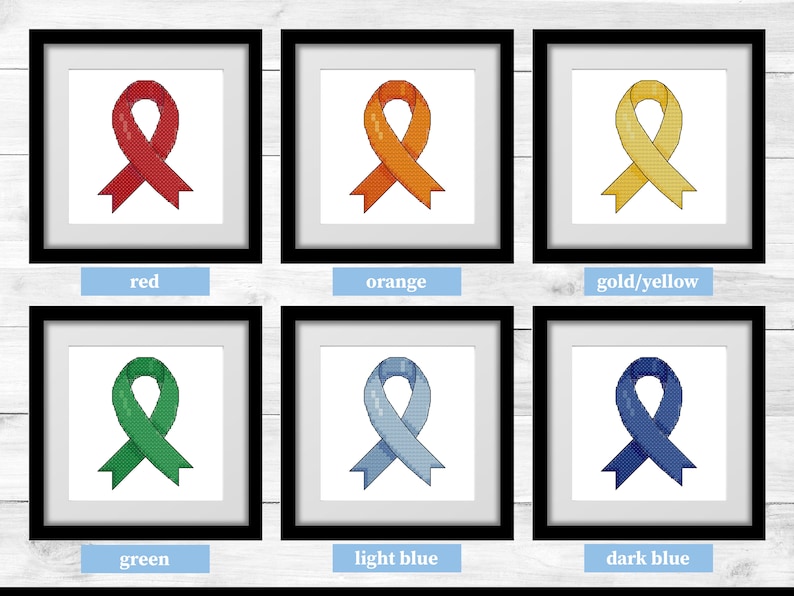 Awareness Ribbons Cross Stitch Patterns Breast Cancer Stroke Heart ...