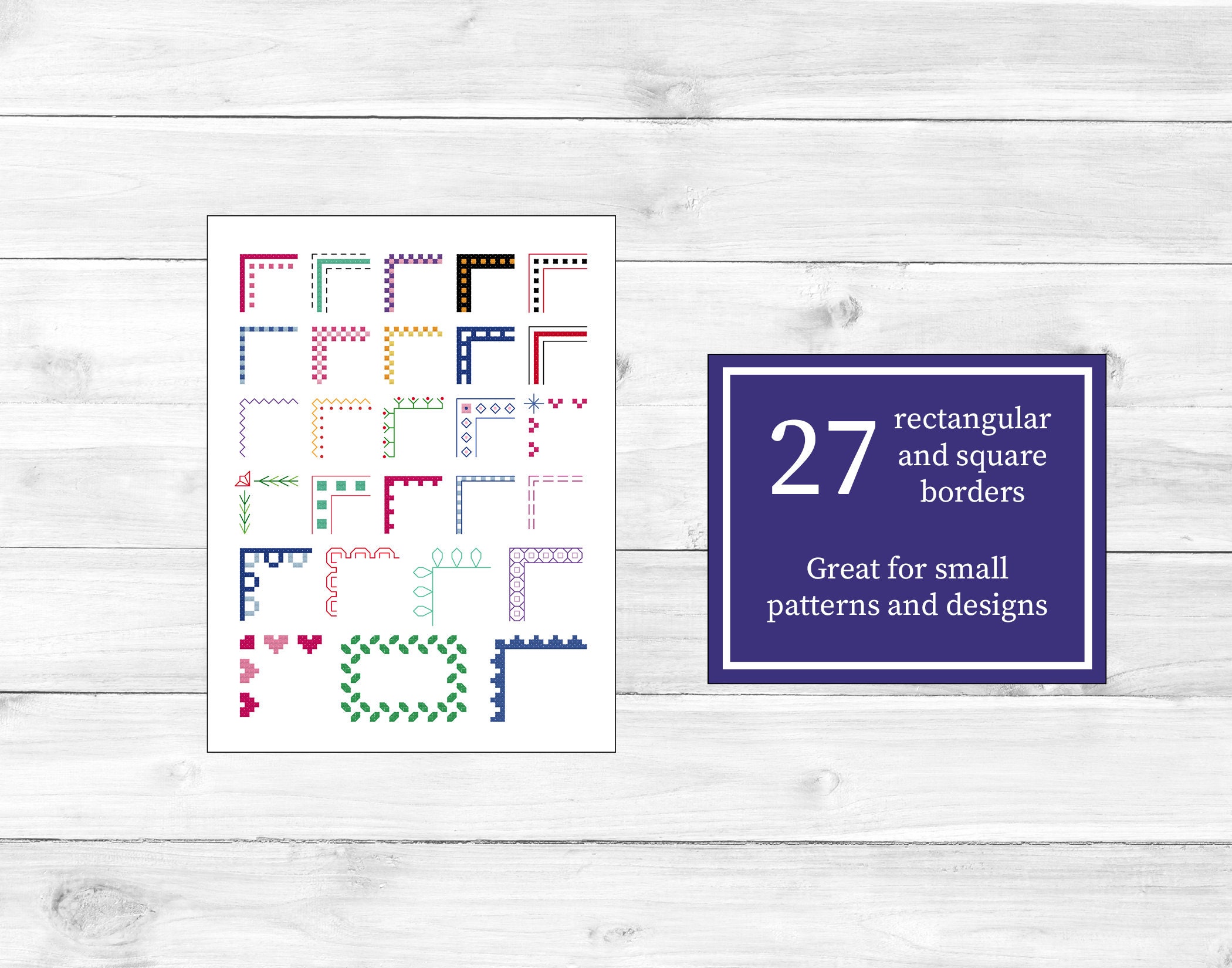 Cross Stitch Borders: Circle, Square, and Rectangular Patterns - Etsy