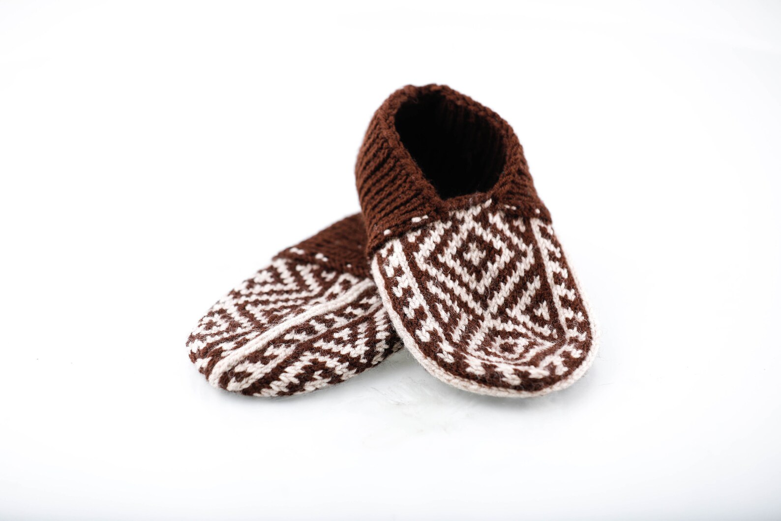 Men's US 6-13 Slippers/ Brown and Cream Color/ Slipper Socks With Suede ...