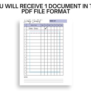 Printable Weekly Checklist - Etsy