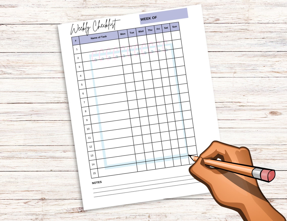 Printable Weekly Checklist - Etsy