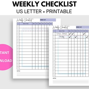 Printable Weekly Checklist - Etsy