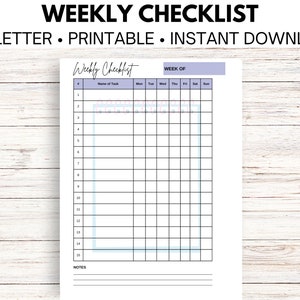 Printable Weekly Checklist - Etsy