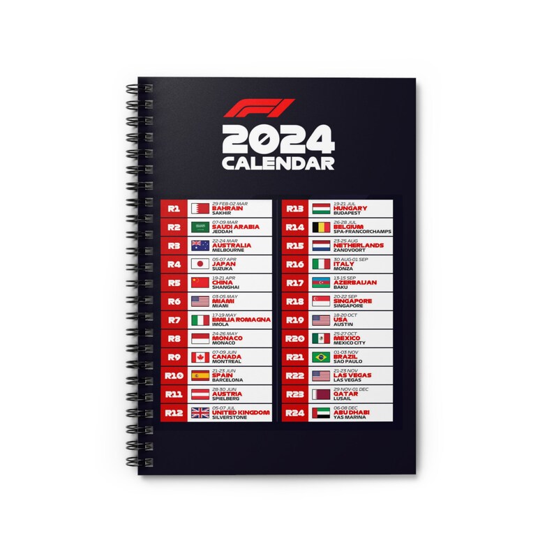 F1 2024 Calender Spiral Notebook Ruled Line Gift Ideas for Formula 1 ...