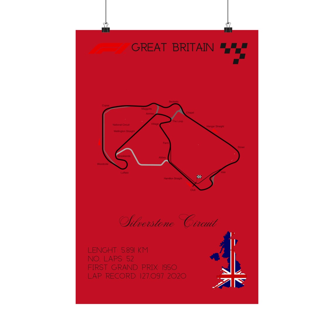 Silverstone Race Track British Grand Prix F1 Race Track Matte Vertical ...