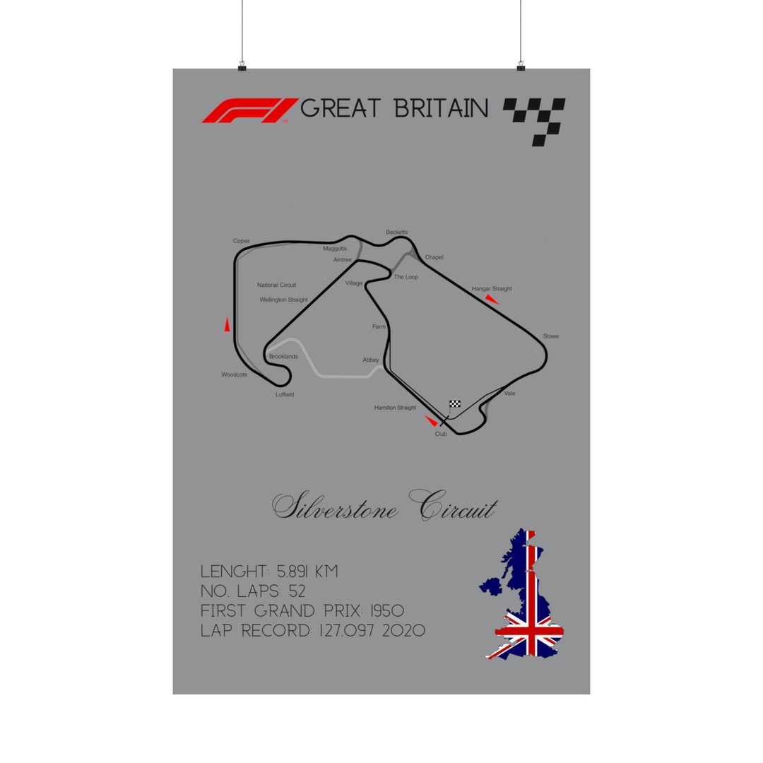 Silverstone Race Track British Grand Prix F1 Race Track Matte Vertical ...