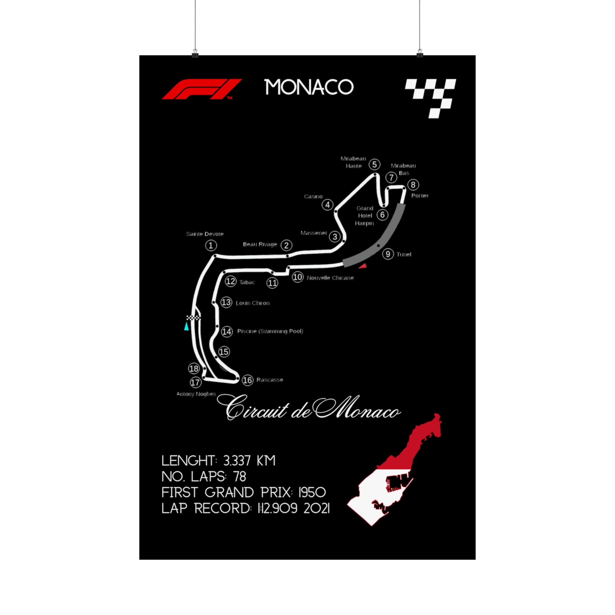 Circuit De Monaco F1 Race Track Monaco Grand Prix Matte Vertical ...
