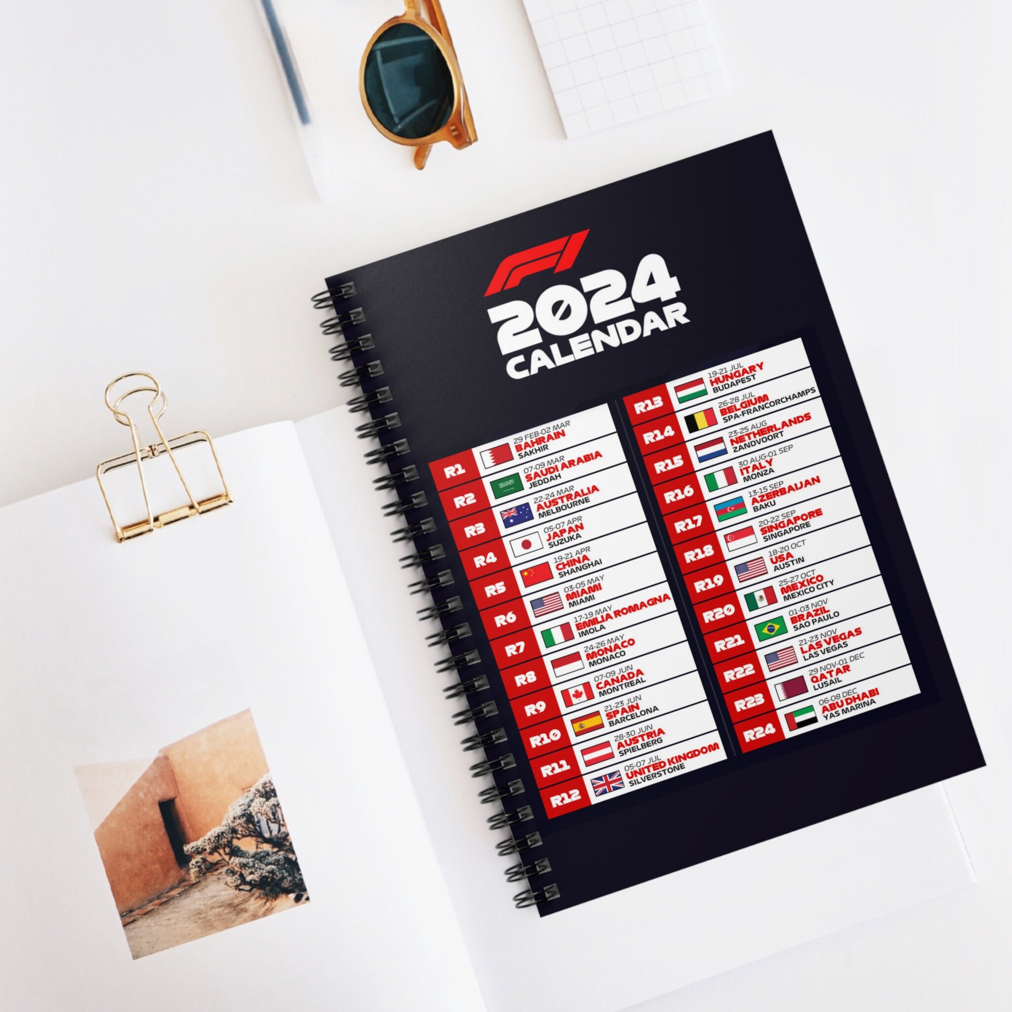 F1 2024 Calender Spiral Notebook Ruled Line Gift Ideas for Formula 1 ...